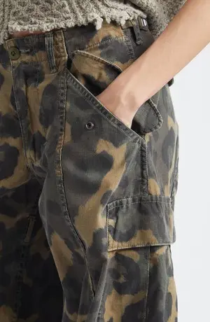R13 Siouxsie Leopard Print Cargo Pants - Multi Brown Leopard