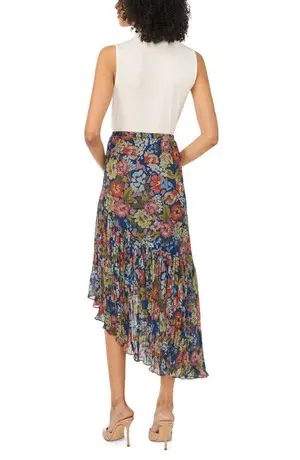 Vince Camuto Floral Asymmetric Ruffle Skirt