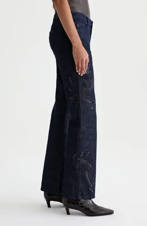 Ag Angel Embroidered Low Rise Bootcut Jeans