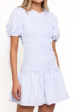 PETAL & PUP Kaelyn Gingham Smocked Mini Dress