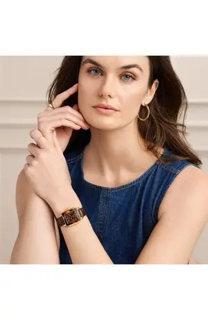 Michele Deco Sport Mid Leather Strap Watch