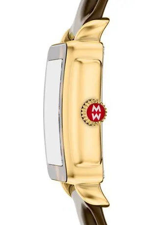 Michele Deco Sport Mid Leather Strap Watch