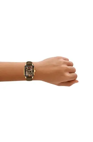 Michele Deco Sport Mid Leather Strap Watch