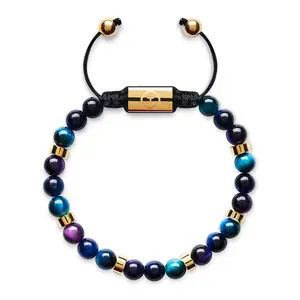 TORRELA Beaded Bracelet With Stainless Steel Accents - Amethyst
