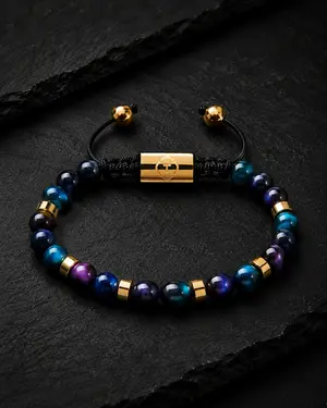 TORRELA Blue Tiger Eye Beaded Bracelet