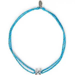 Off-White Rope Necklace With Arrow Motif - Blue