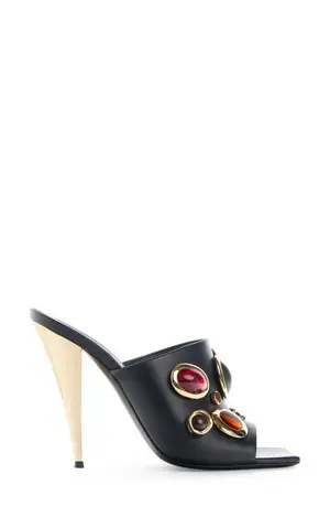 Givenchy Jeweled Square Toe Leather Sandal