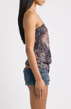 JADED LONDON Plunge Cutout Halter Top With Ring Detail