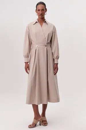 EXQUISE Kaitlynn Striped Midi Dress