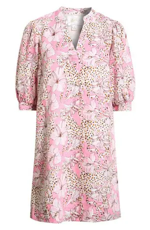 Lilly Pulitzer® Mialeigh Linen Split Neck Puff Sleeve Dress