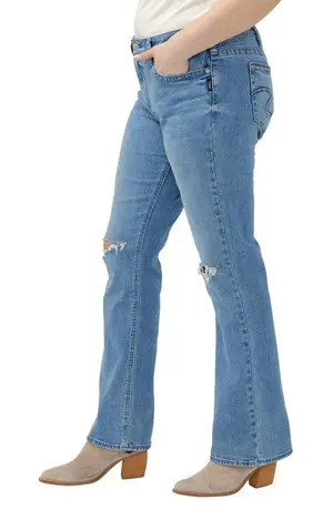 SILVER JEANS CO. Suki Curvy Mid Rise Bootcut Jeans With Ripped Details