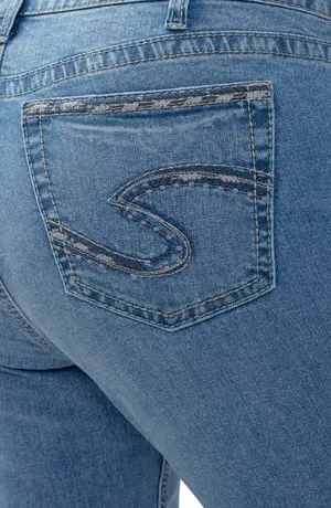 SILVER JEANS CO. Suki Curvy Mid Rise Bootcut Jeans With Ripped Details