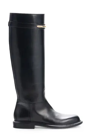 Givenchy Knee High Leather Boots With Metallic Detail