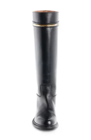 Givenchy Knee High Leather Boots With Metallic Detail