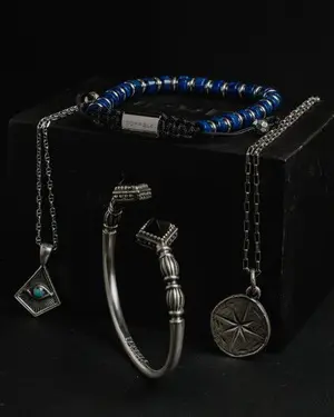 TORRELA Beaded Bracelet With Natural Stones And Stainless Steel Accents