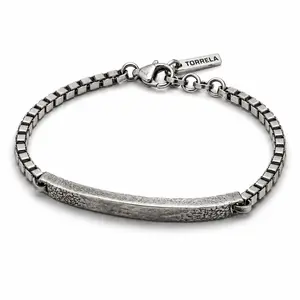 TORRELA Textured Bar Link Bracelet - Sterling Silver