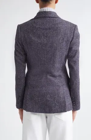 Eleventy Double Breasted Sequined Alpaca Blend Blazer