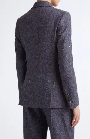 Eleventy Double Breasted Sequined Alpaca Blend Blazer