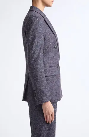 Eleventy Double Breasted Sequined Alpaca Blend Blazer