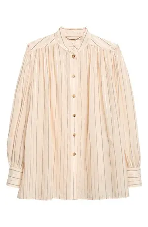 Chloé Striped Cotton And Silk Blend Poplin Button-up Shirt - Pink/black