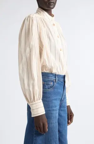 Chloé Striped Cotton And Silk Blend Poplin Button-up Shirt