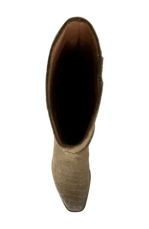 Gentle Souls Fabri Knee High Boot - Olive Embossed Suede