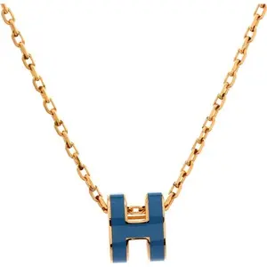 Hermès Pop H Pendant Chain Necklace Metal And Enamel Mini - Blue
