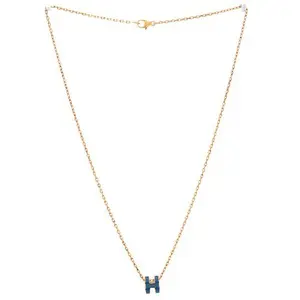 Hermès Pop H Pendant Chain Necklace Metal And Enamel Mini - Blue