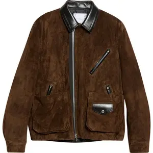 Sacai Suede Bomber Jacket - Brown