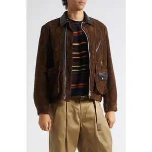 Sacai Suede And Leather Trimmed Bomber Jacket - Brown