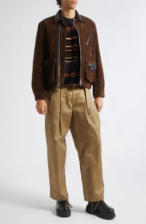 Sacai Suede And Leather Trimmed Bomber Jacket