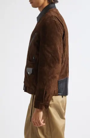 Sacai Suede And Leather Trimmed Bomber Jacket