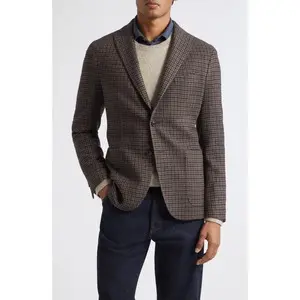 Boglioli K Houndstooth Plaid Wool & Cashmere Sport Coat - Black Brown