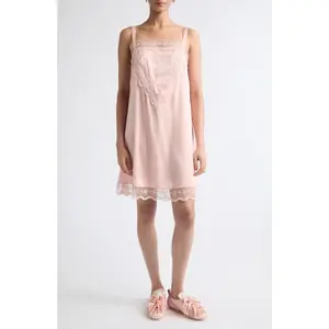 Simone Rocha Embroidered Trim Satin Slipdress - Soft Pink