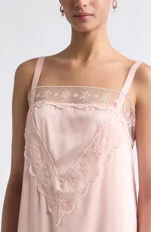 Simone Rocha Embroidered Trim Satin Slipdress