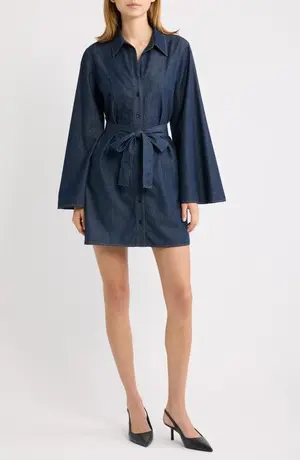 FRAME Tuxedo Mini Dress With Bell Sleeves