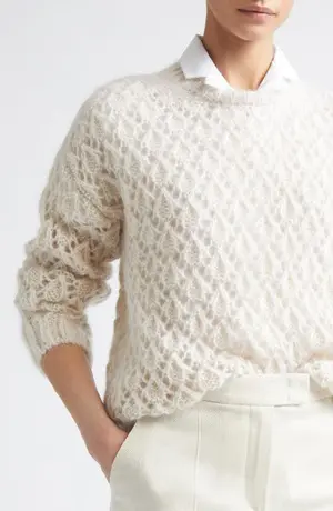 Eleventy Open Stitch Mohair & Silk Sweater