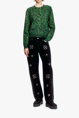 Anna Sui Jaguar Printed Knit Cardigan