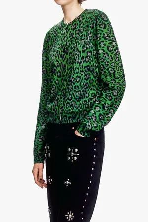 Anna Sui Jaguar Printed Knit Cardigan