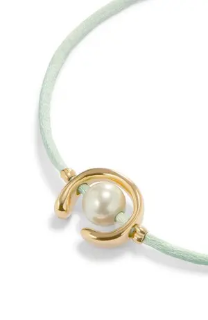 UNODE50 Blue Silk-style Thread Bracelet With Pearl Detail