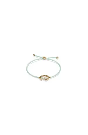 UNODE50 Blue Silk-style Thread Bracelet With Pearl Detail - Gold