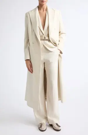 Eleventy Herringbone Wool Blend Duster Jacket - 00 Ivory