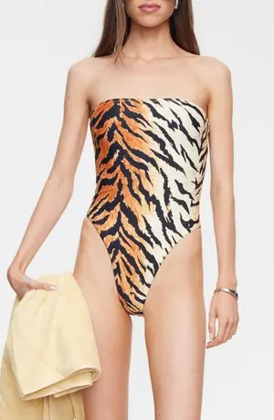 Lioness Gigi Strapless One-piece Swimsuit - Tiger