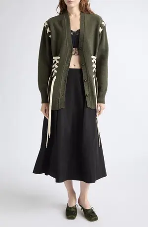 Simone Rocha Sculpt Ripple Taffeta Midi Skirt