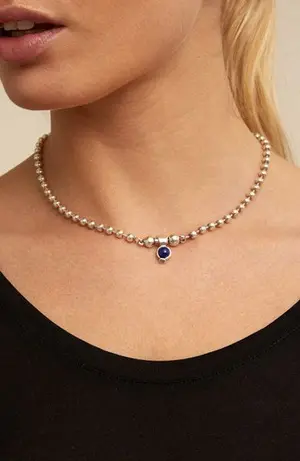 UNODE50 Sterling Plated Charm With Lapis Lazuli Stone