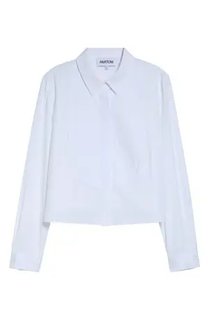 Partow Warren Cropped Stripe Bib Cotton Poplin Button-up Shirt - White