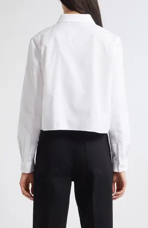 Partow Warren Cropped Stripe Bib Cotton Poplin Button-up Shirt