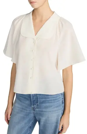 FRAME Gala Silk Short Sleeve Shirt