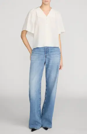 FRAME Gala Silk Short Sleeve Shirt