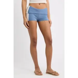 JADED LONDON Foldover Stretch Cotton Mini Shorts - Multi